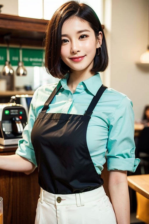 カフェで働くお姉さん、おっぱい見せてもらえませんか？vol.4 - AIガールズコレクション - AIセクシー画像・AIエロ画像